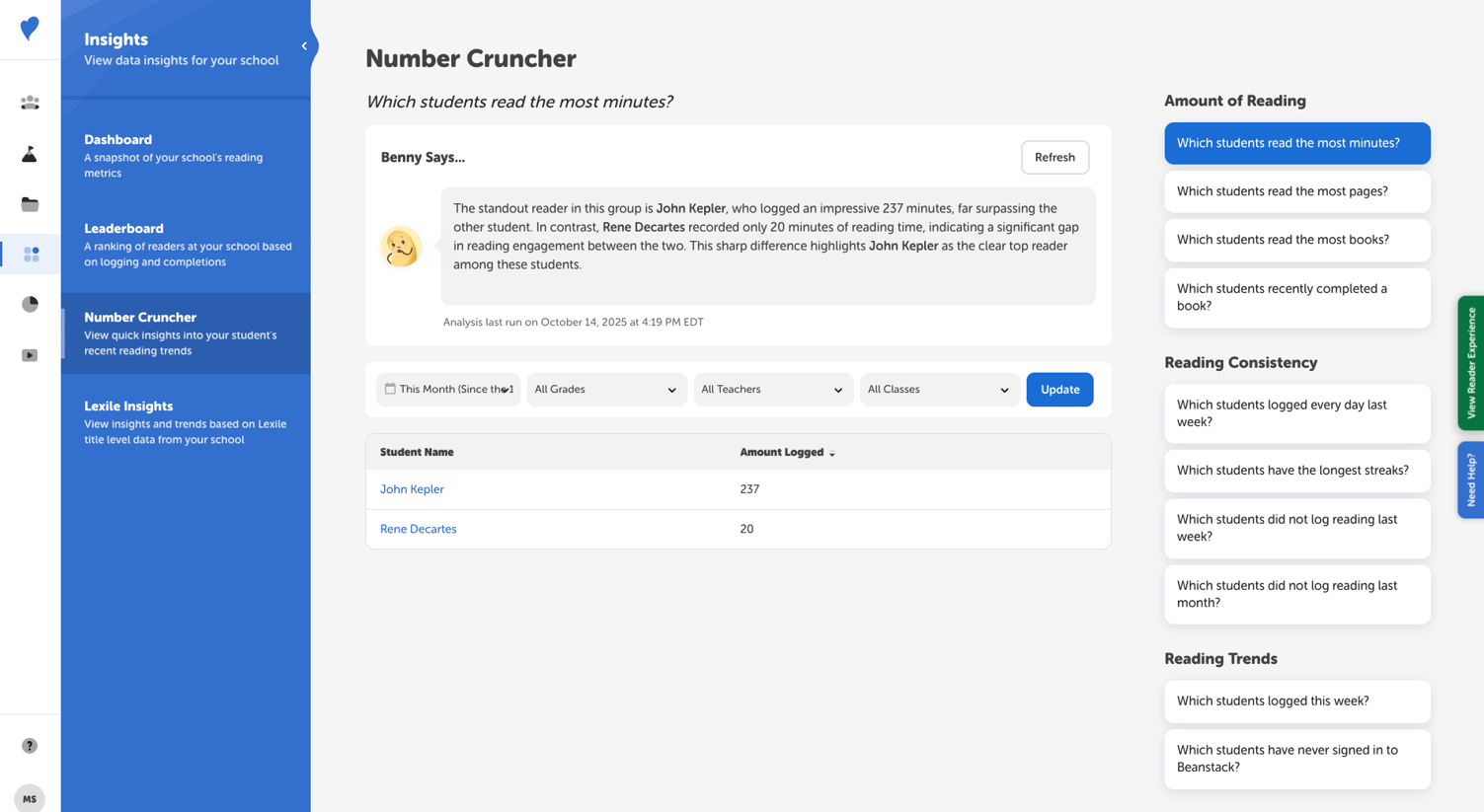 Benny's Number Cruncher