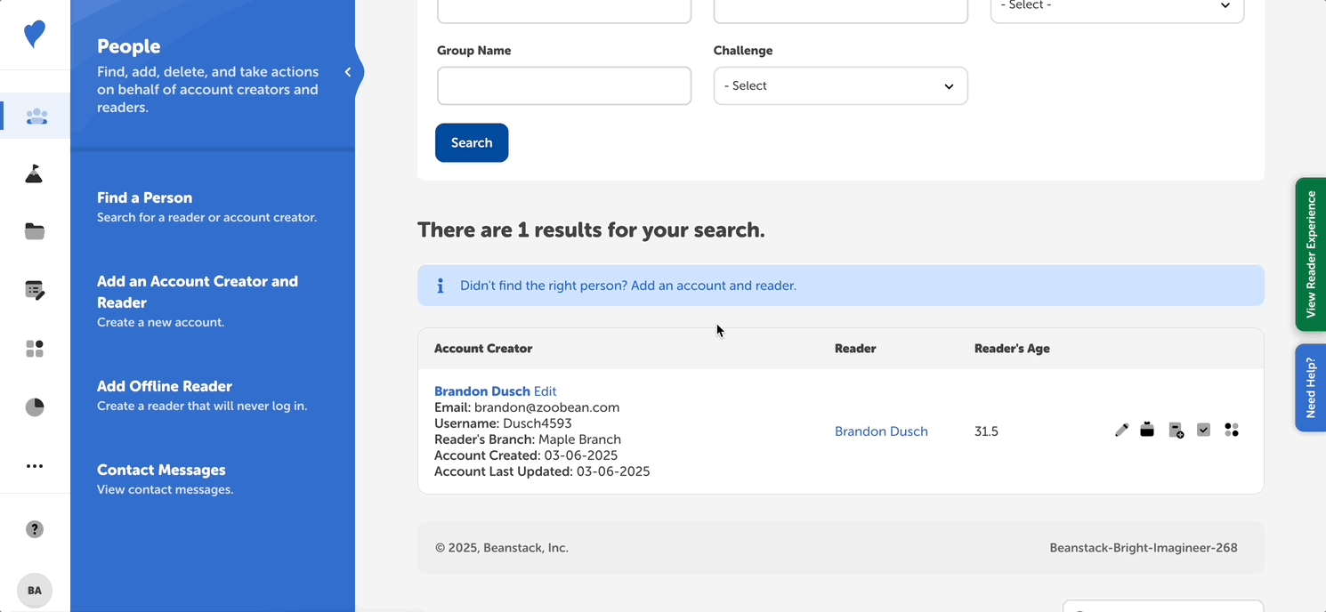 Libraries: How to enroll a reader in a challenge from the admin view